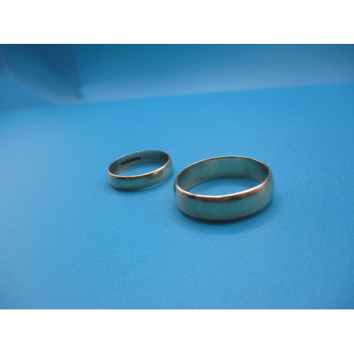 Two 9ct gold wedding bands approx. ring sizes ‘Y and T’ approx. widths ...