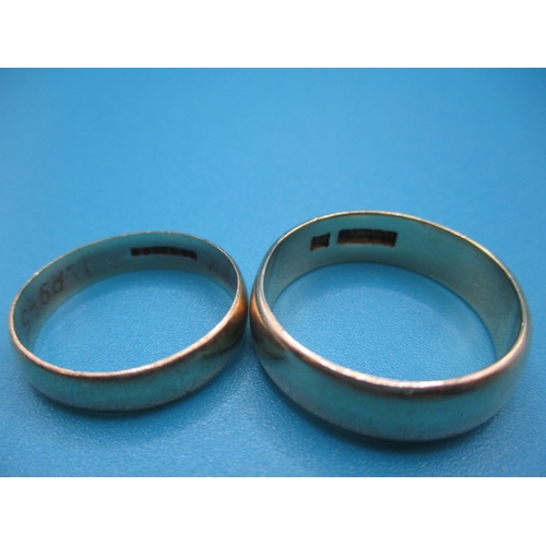 Two 9ct gold wedding bands approx. ring sizes ‘Y and T’ approx. widths ...