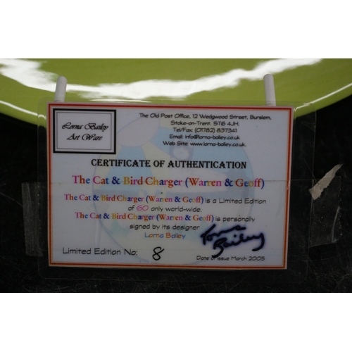 Lorna Bailey Art Deco Charger - 34cm Dia - "The Cat and Bird" - Limited ...