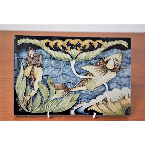 Moorcroft Plaque of Two Fish - 23 x 15cm - Marks to Back (Red Dot)