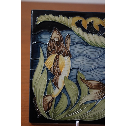 Moorcroft Plaque of Two Fish - 23 x 15cm - Marks to Back (Red Dot)