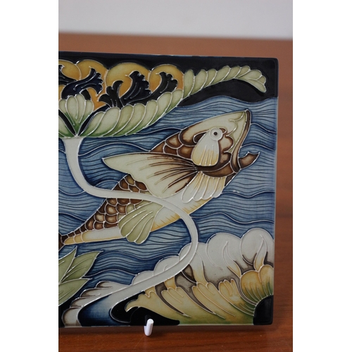 Moorcroft Plaque of Two Fish - 23 x 15cm - Marks to Back (Red Dot)