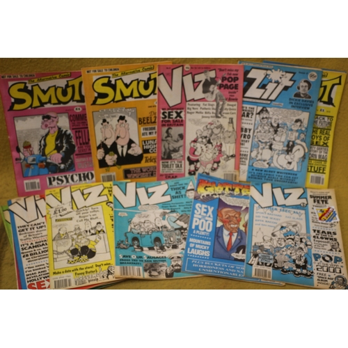 Collection of 15 Adult Comics including Viz, Smut and Gutter
