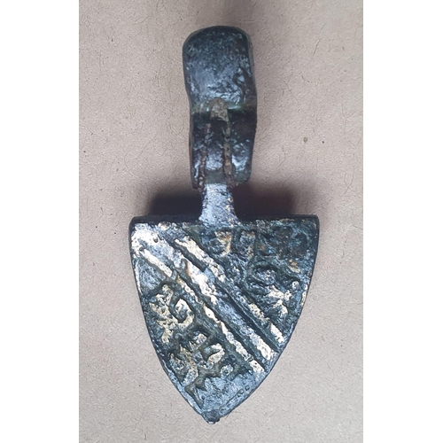 A medieval heraldic horse pendant depicting the arms of the De Bohun ...