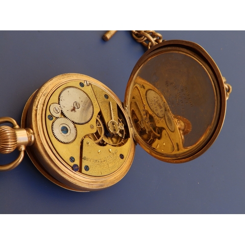 A gold plated Dennison cased hunter pocket watch, case diameter 2" and ...