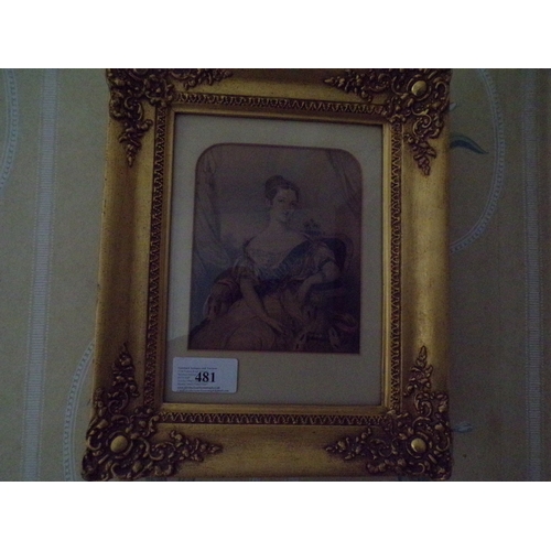 DRAWING ROOM - ORNATELY FRAMED 19th C. COMMEMORATIVE PORTRAIT 16"x13"