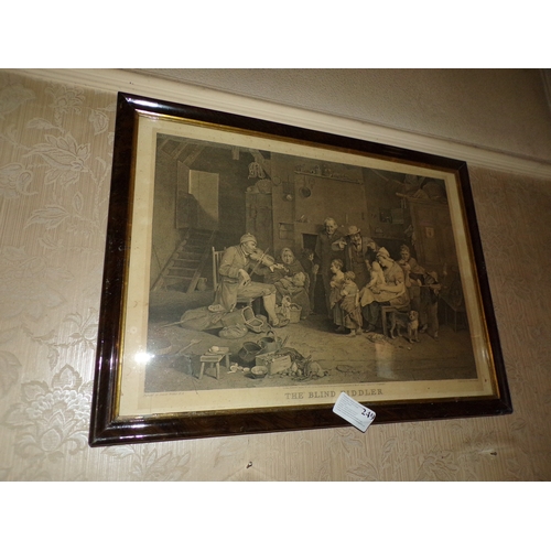 PARI VIC. ENGRAVINGS "THE BLIND FIDDLER" & "THE RENT DAY" 50x65cm
