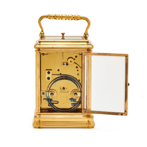 A FRENCH GILT BRASS GORGE CASED CARRIAGE CLOCK WITH PUSH-BUTTON ...