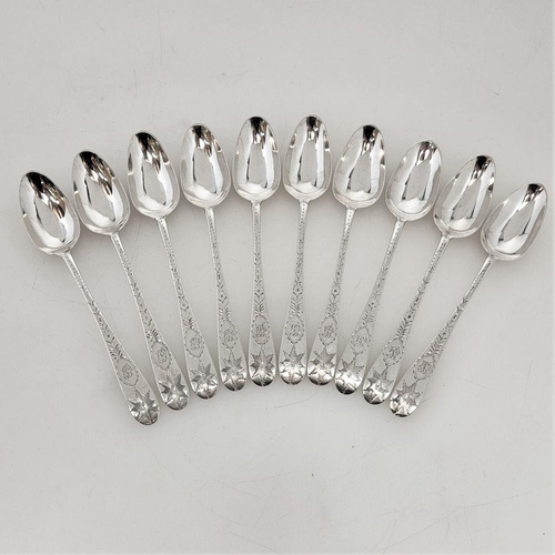 A FANTASTIC SET OF 10 IRISH PROVINCIAL CORK SILVER TEA SPOONS, each ...