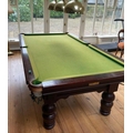A VERY FINE HERITAGE SNOOKER TABLE, with steel cushions, on turned legs ...