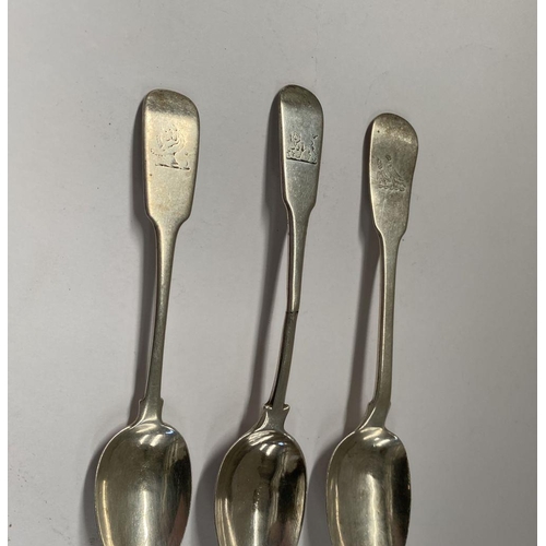 THREE 19TH CENTURY IRISH SILVER SPOONS, (i) A George IV spoon, Maker ...