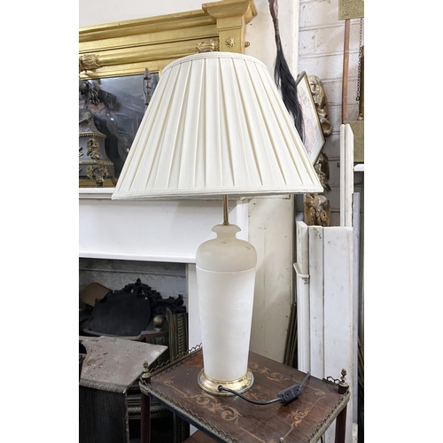 A LOVELY MID CENTURY ALABASTER TABLE LAMP, body with tapered form on ...