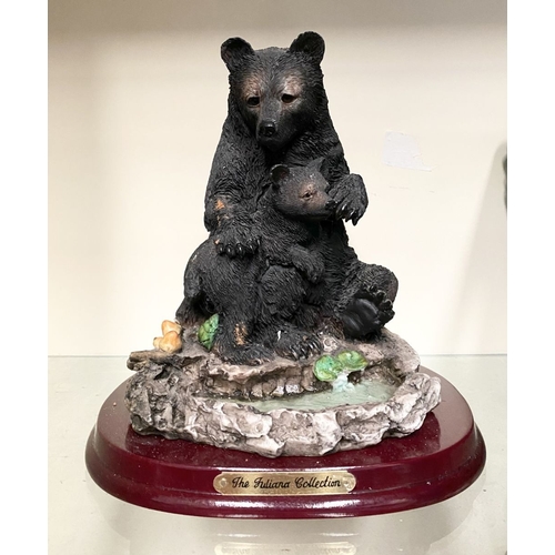 A JULIANA COLLECTION ‘BEAR AND CUB’ SCULPTURE, on hardwood base with ...