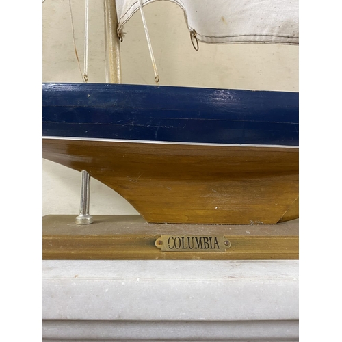 A VINTAGE AMERICAN ‘COLUMBIA’ DISPLAY SHIPS MODEL, on rectangular ...
