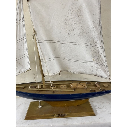 A VINTAGE AMERICAN ‘COLUMBIA’ DISPLAY SHIPS MODEL, on rectangular ...