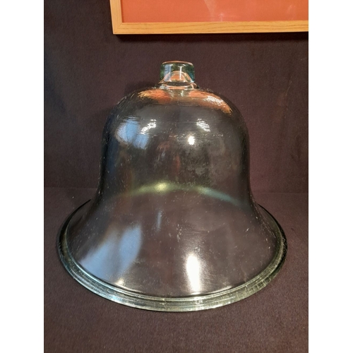 A LARGE VINTAGE FRENCH HAND-BLOWN CLOCHE GARDEN BELL, thick glass, in ...