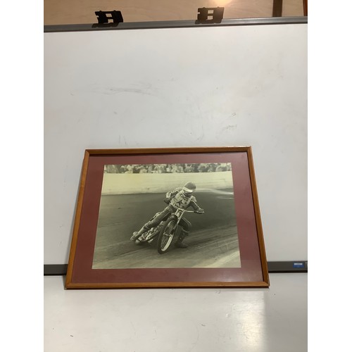 Signed framed and glazed Kings Lynn speedway rider Terry Betts