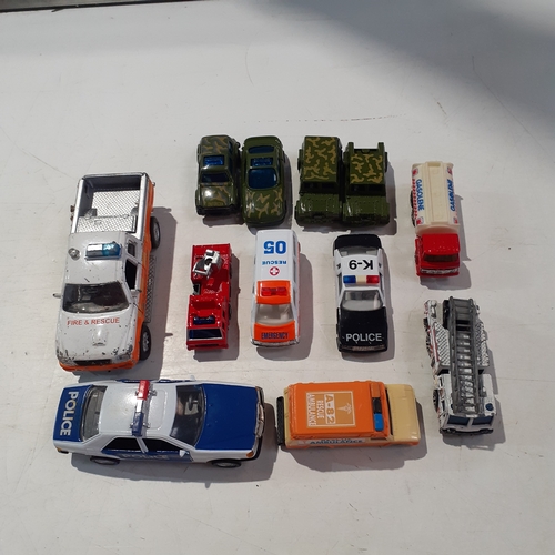 Quantity of mixed emergency and military vehicles. Overall good condition