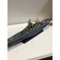 Hand made naval war ship on plinth - 70cm span