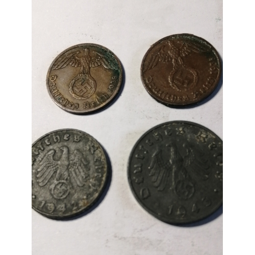 8 x German swastika WWII coins