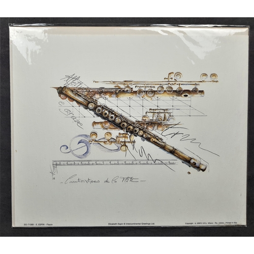 6 musical themed prints with musical instruments on each one ...