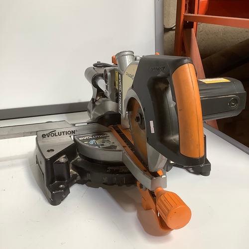 Evolution Rage 3-s Sliding mitre saw working