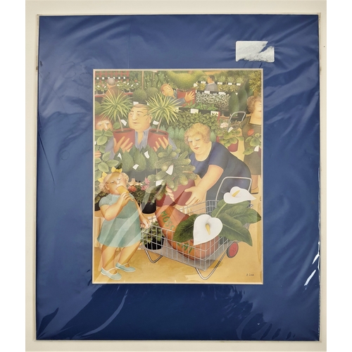 4 colour prints by Beryl Cook. Includes ‘Garden Centre’ and ‘Lady of ...