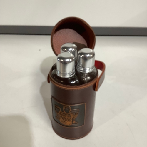Triple hip flask in case