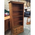Large pine bookcase - approx 6ft tall