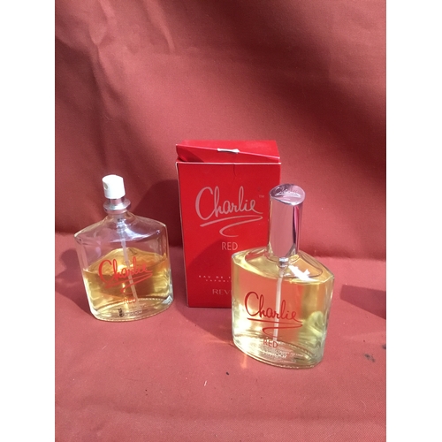 2x part used bottles of Charlie Red perfume
