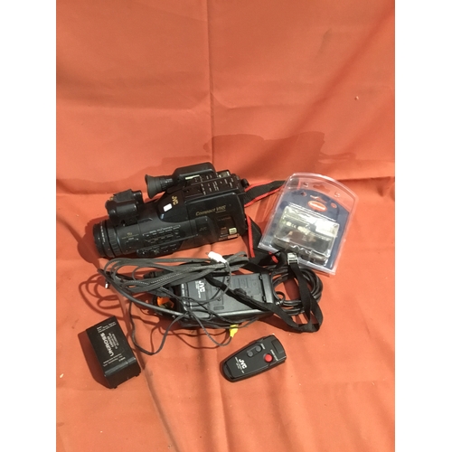 JVC Compact VHS Recorder with charger, spare batteries, cables etc