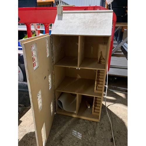 Large white wooden dolls house - 3 storey terrace - approx 3ft tall