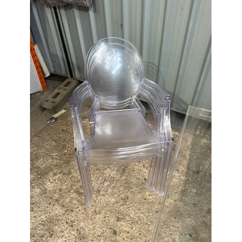 Kartell Ghost dining table & 4 chairs - translucent clear - 100x100cm