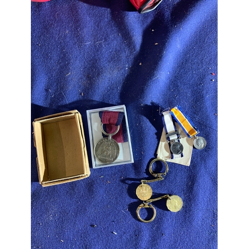 Cased wellington Waterloo medal and 2x miniature defence medals