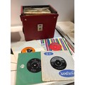 Collection of 45s records with storage box includes The Mamas & Papas ...