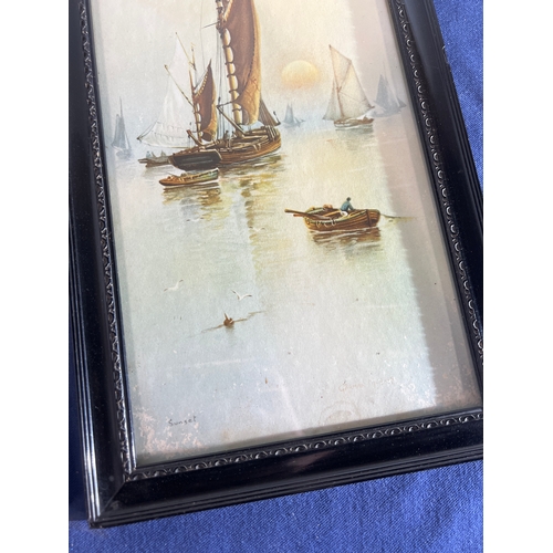 2x watercolours by Garman Morris - Calm evening and Sunset