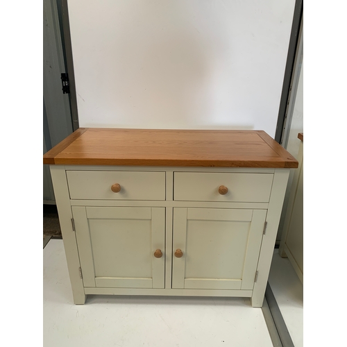 2x Oak Grey Two-Door Sideboards - 1m W x 0.8m H x 0.46m D