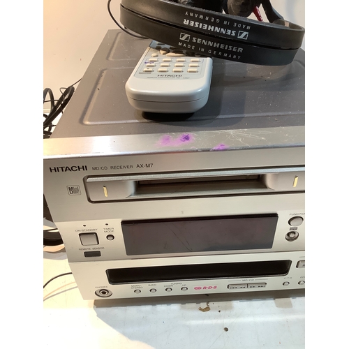 Hitachi MD/CD receiver AX-M7 with remote plus pair of sennheiser ...