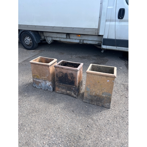 3x clay chimney cowls - approx 60cm high