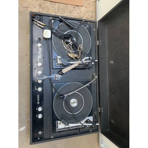 FAL Disco 5 dual record player with speakers - in flight case - untested