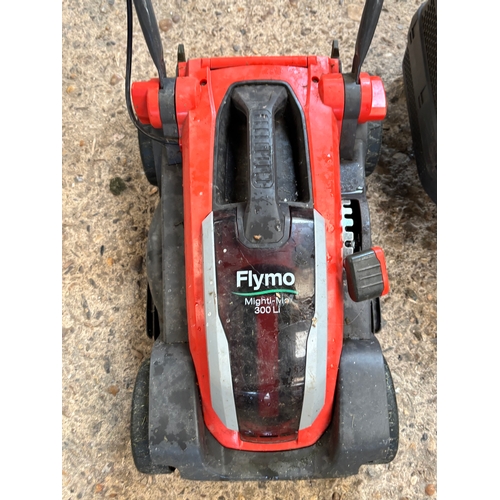 Flymo Mighti-Mo 300 Li cordless lawn mower with charger and battery