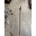 6ft tall wooden religious staff with brass sphere and cross