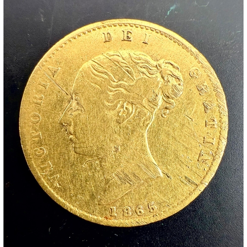COINS: 1865 queen Victoria half sovereign - 3.94g