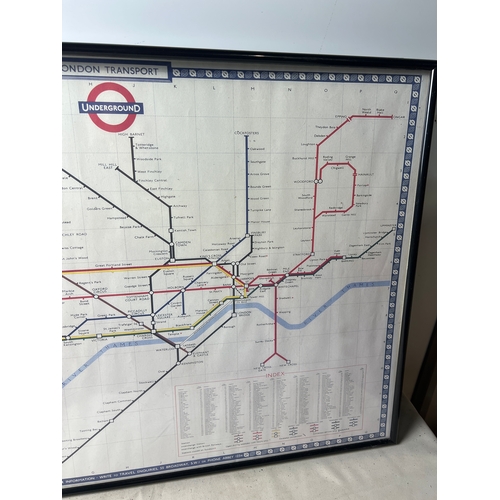 Framed print of London Underground transport map - 70x50cm