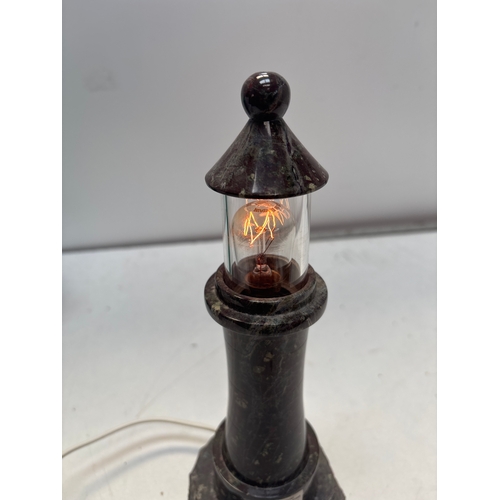 Heavy serpentine stone lighthouse lamp