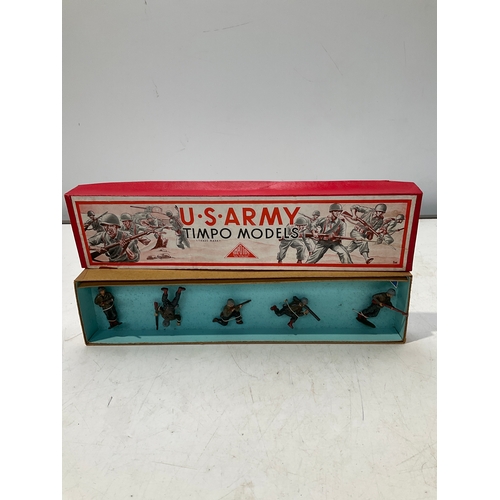 Rare 1950s Timpo Toys U.S Army metal soldiers set No 908 in original box