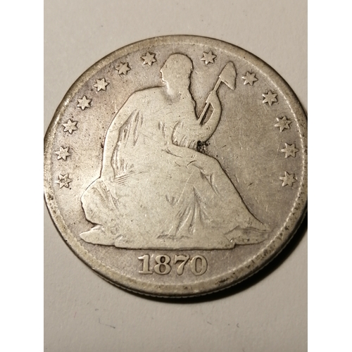COINS : USA 1870 silver half dollar