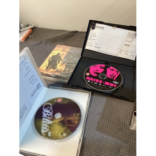 3 x DVDS includes Bilitis, Baise-moi, and sealed mandalorian