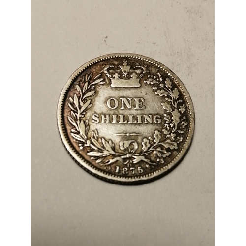 COINS : 1875 Victorian shilling in good fine condition or better