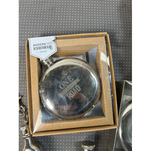 Novelty circular and bottle shaped hip flasks